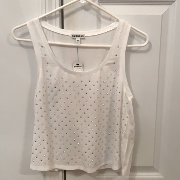 Express | Tops | White Rhinestone Cropped Tank Top | Poshmark